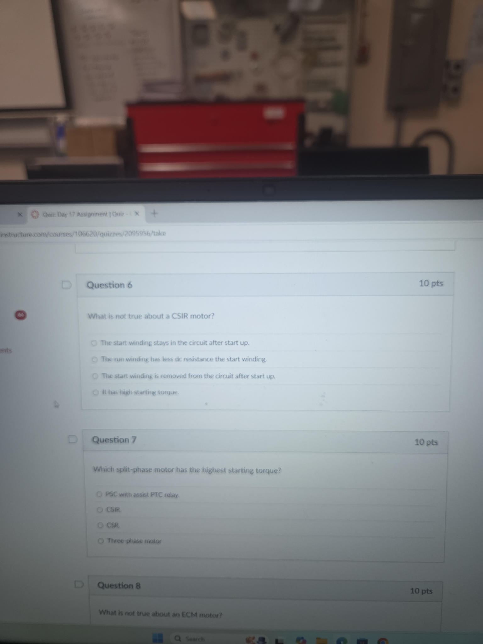What is not true about a CSIR motor? The | StudyX
