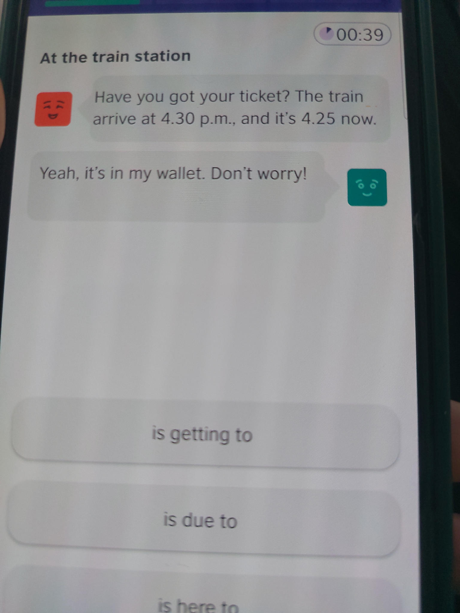 At the train station A: Have you got your | StudyX