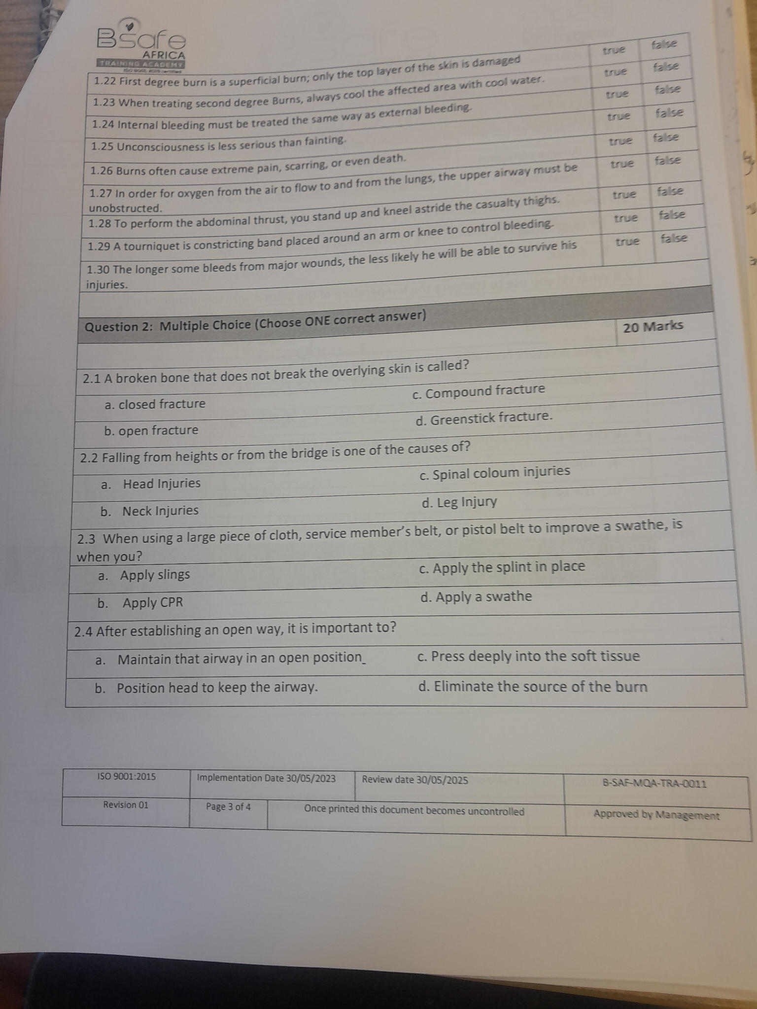 1.22 First degree burn is a superficial | StudyX