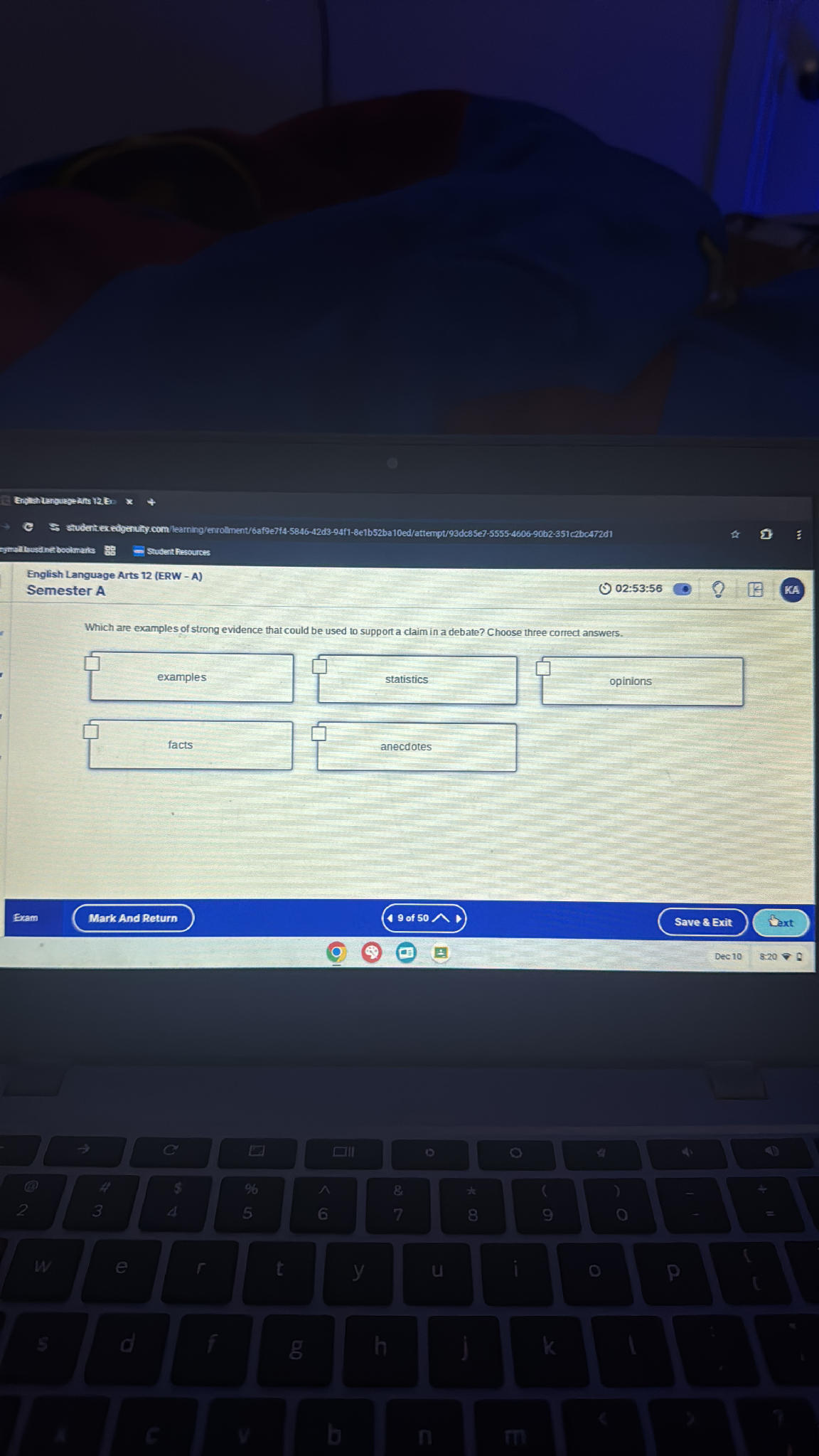 Which are examples of strong evidence that | StudyX