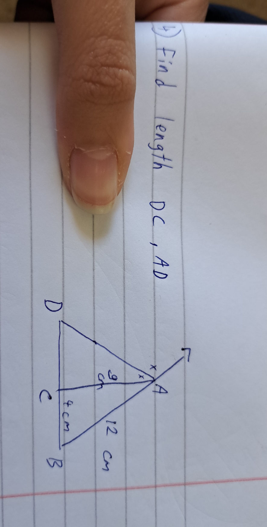 Find length DC, AD Diagram: Triangle ABC | StudyX