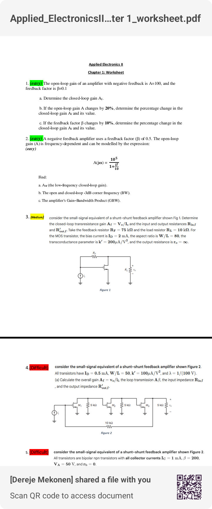 The open-loop gain of an amplifier with | StudyX