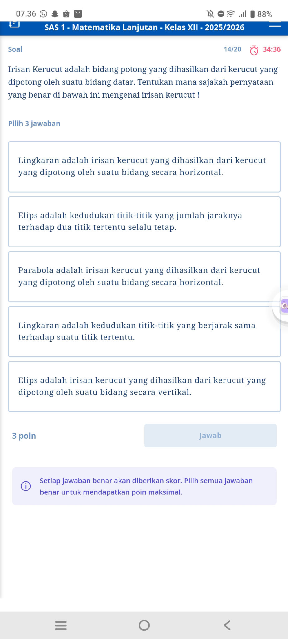 Irisan Kerucut adalah bidang potong yang | StudyX
