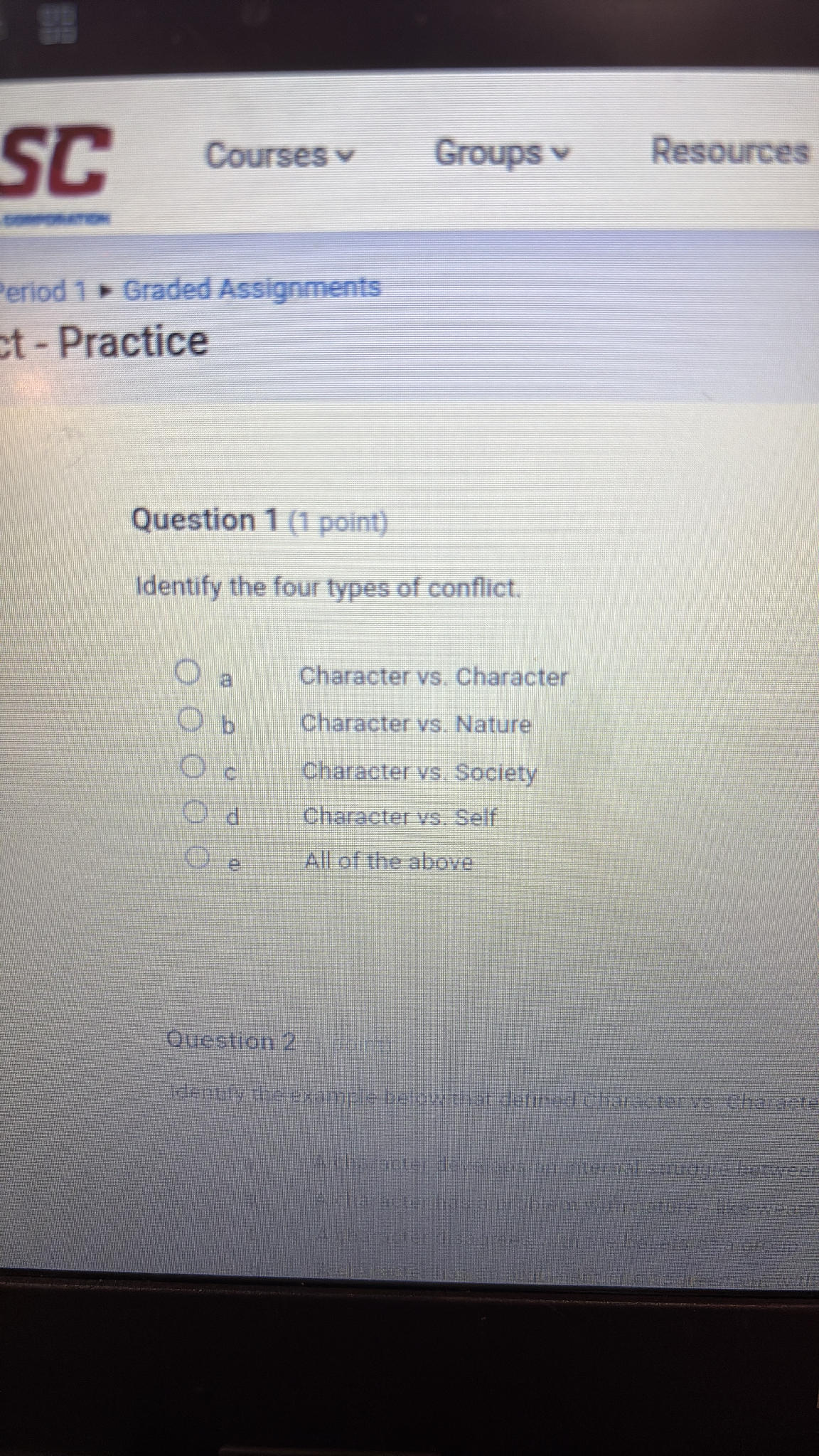 Question 1 (1 point) Identify the four | StudyX