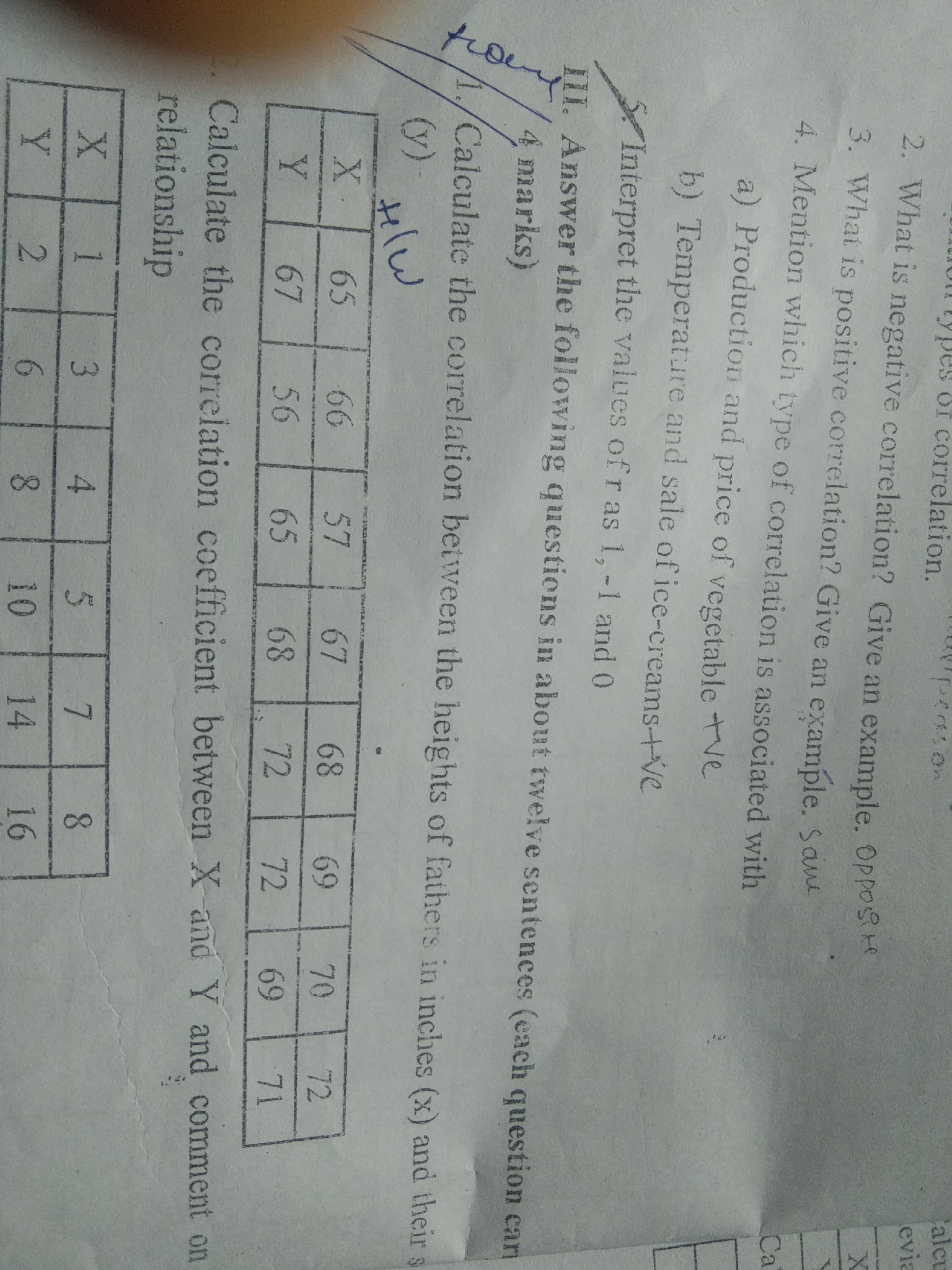 2. What is negative correlation? Give an | StudyX