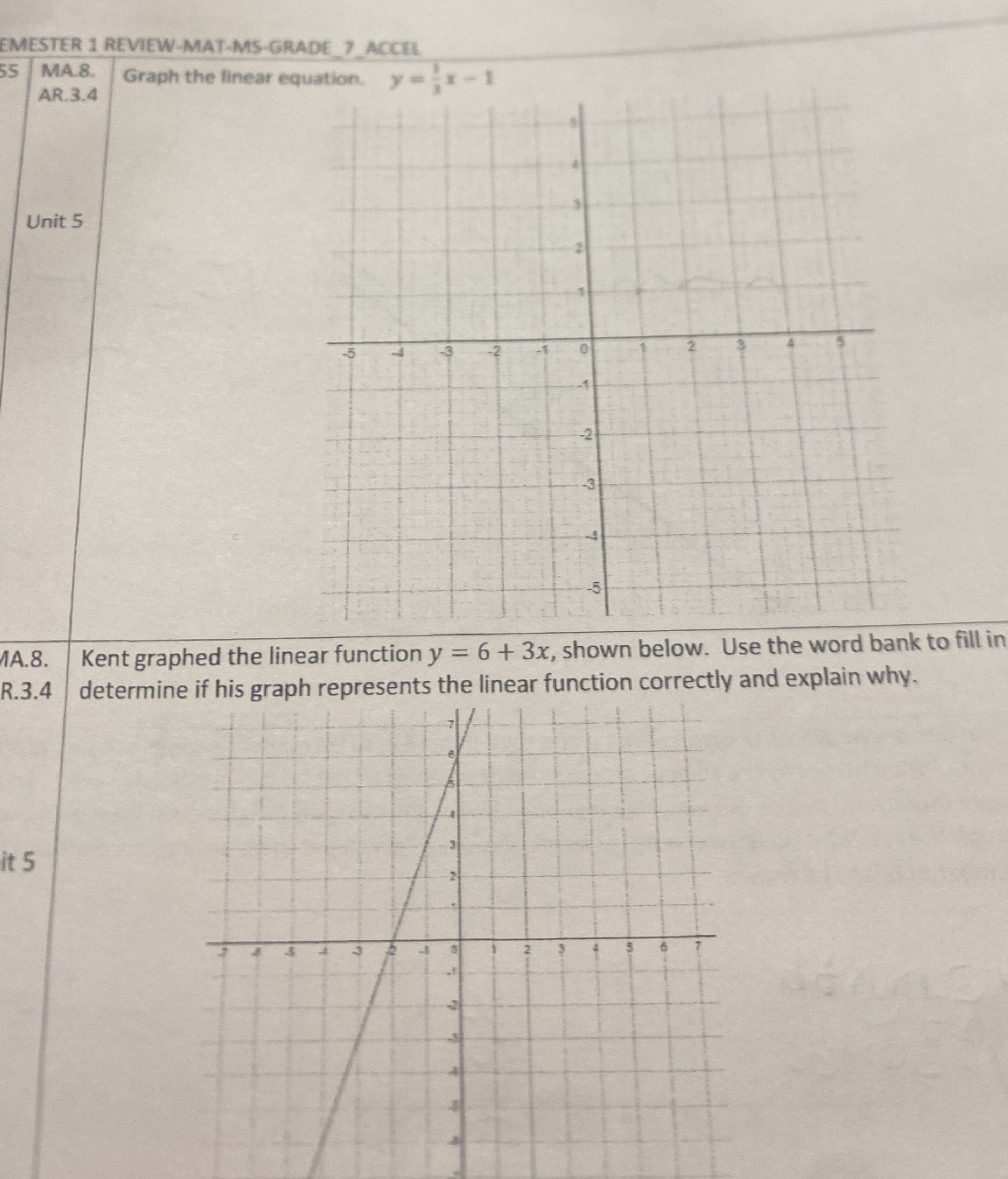 Graph the linear equation. $y = {1}{2}x - 1$ | StudyX