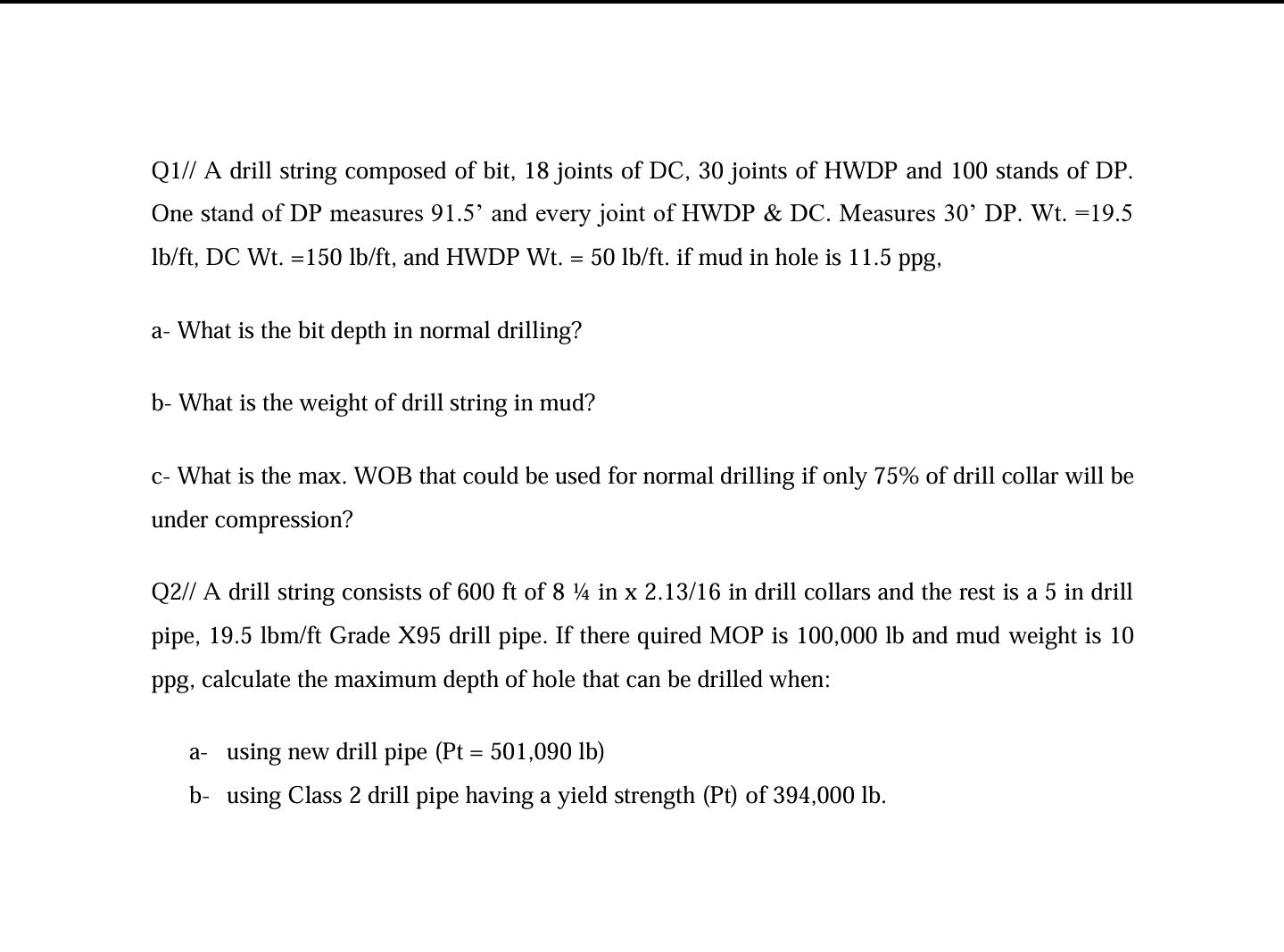 Q1// A drill string composed of bit, 18 | StudyX