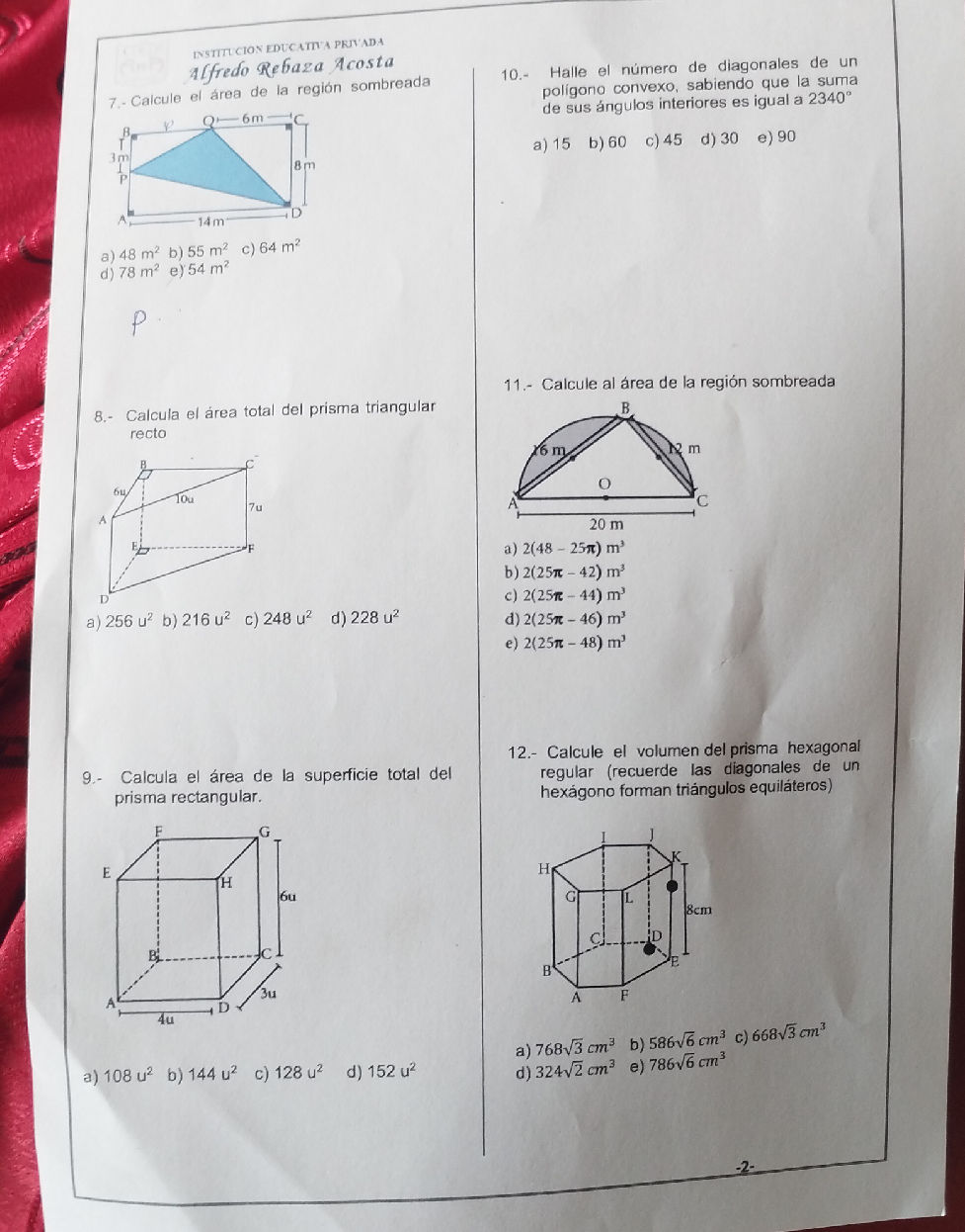 9.- Calcula el área de la superficie total | StudyX