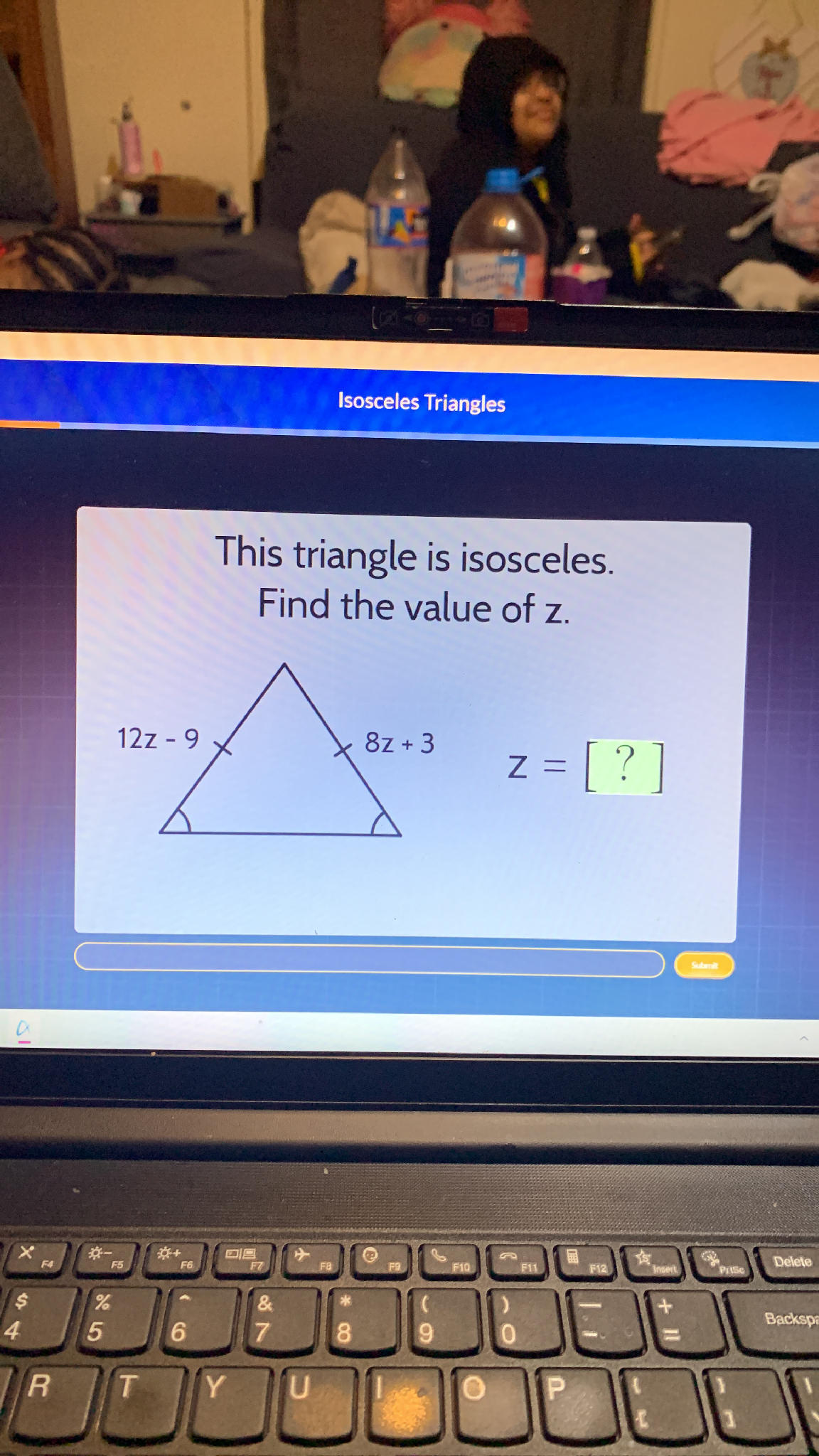 This triangle is isosceles. Find the value | StudyX