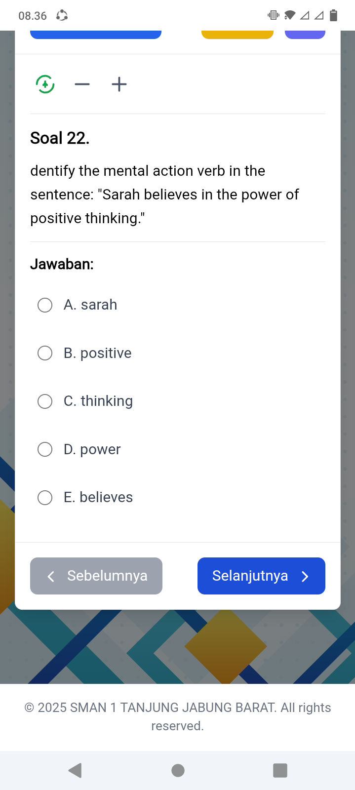 Soal 22. Identify the mental action verb in | StudyX