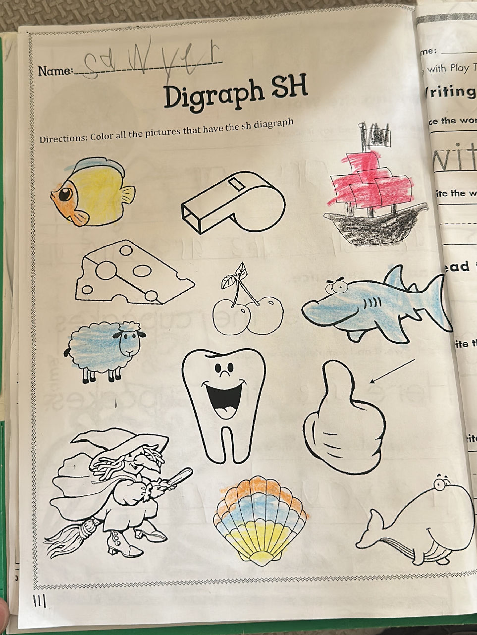Digraph SH Directions: Color all the | StudyX