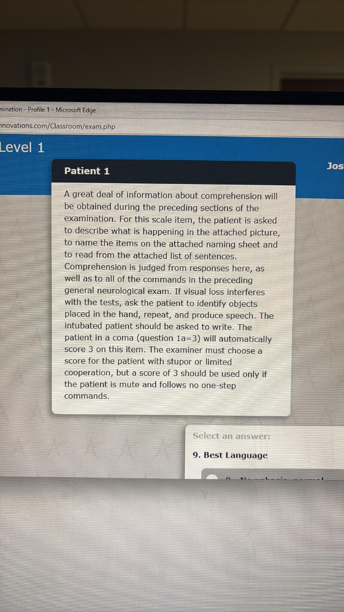 Patient 1 A great deal of information about | StudyX