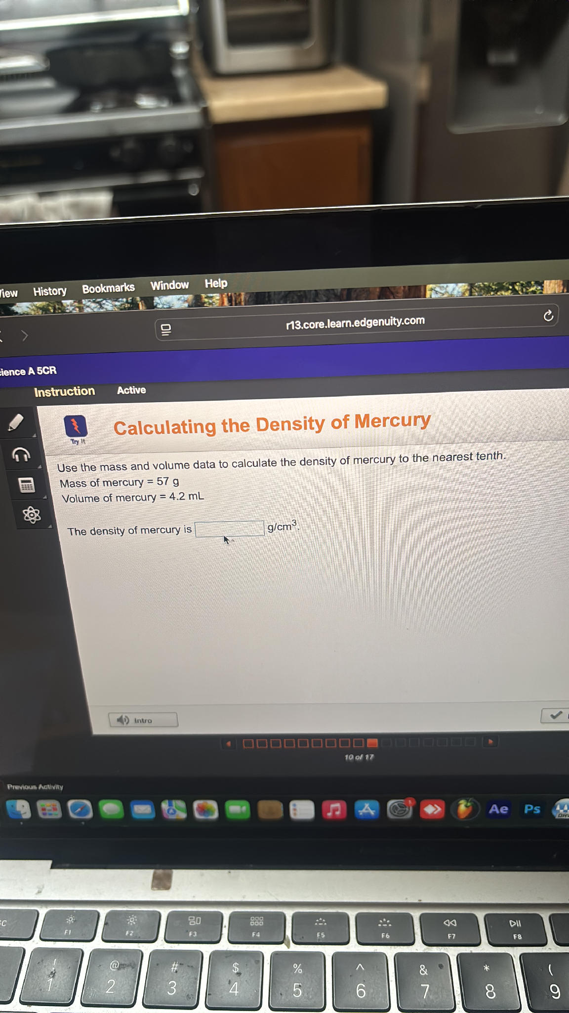 Calculating the Density of Mercury Use the | StudyX