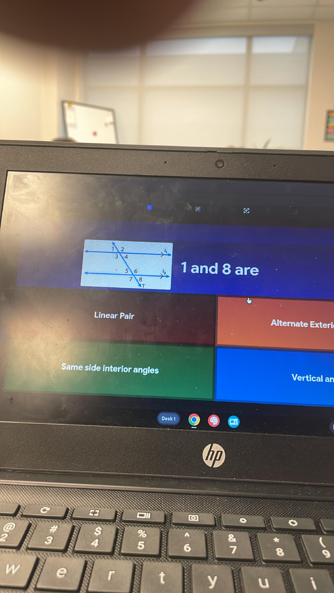 1 and 8 are Linear Pair Same side interior | StudyX