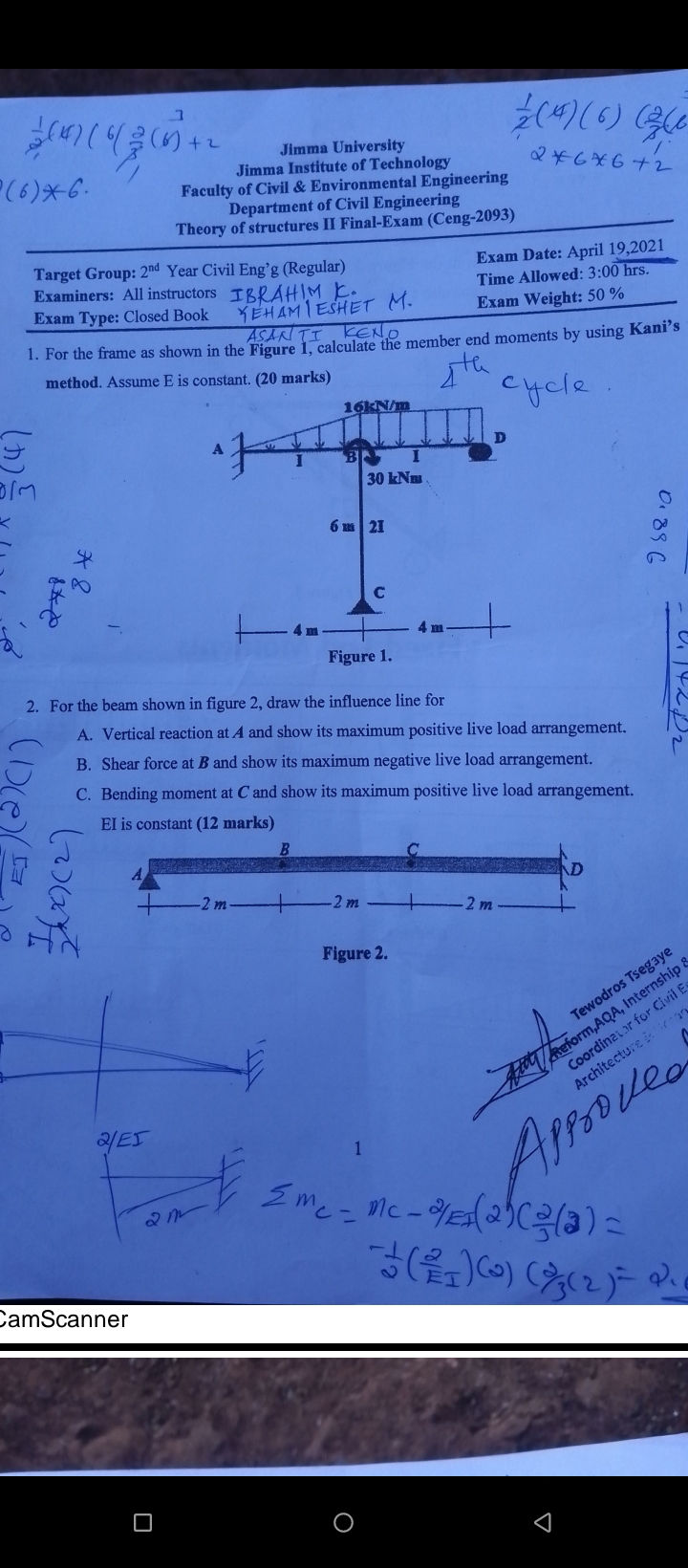 For the frame as shown in the Figure 1, | StudyX