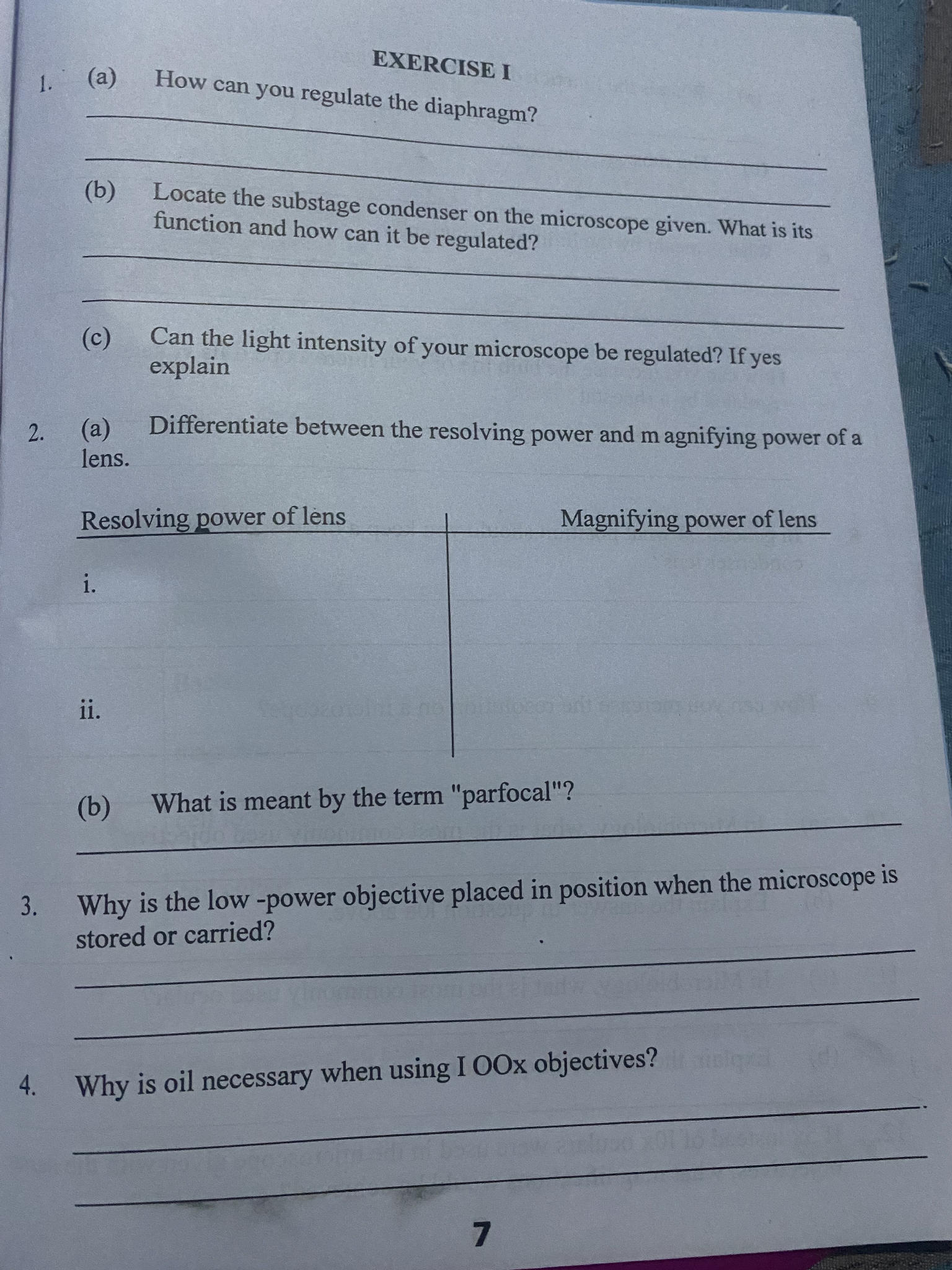 1. (a) How can you regulate the diaphragm? | StudyX
