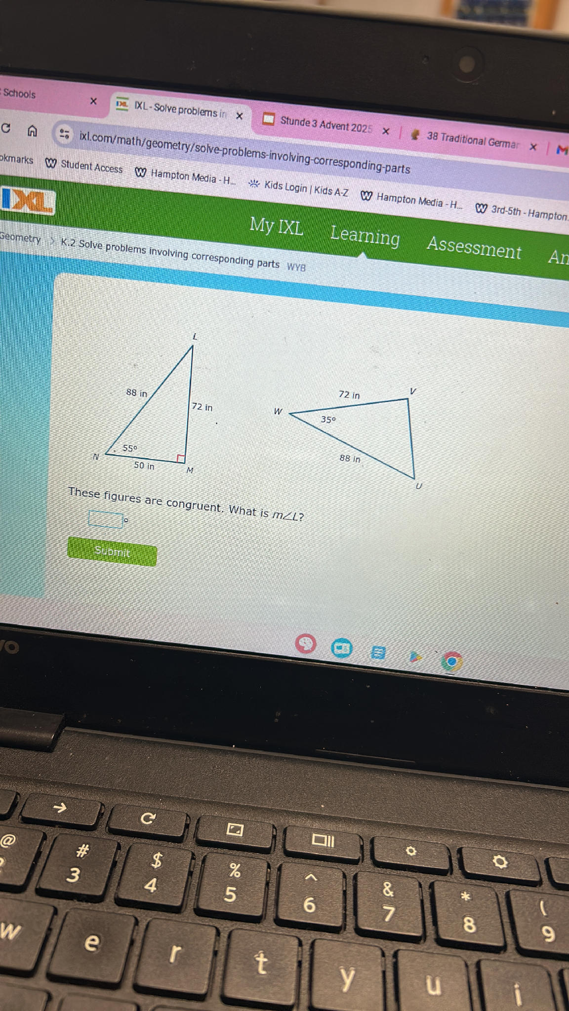 These figures are congruent. What is $m L$? | StudyX