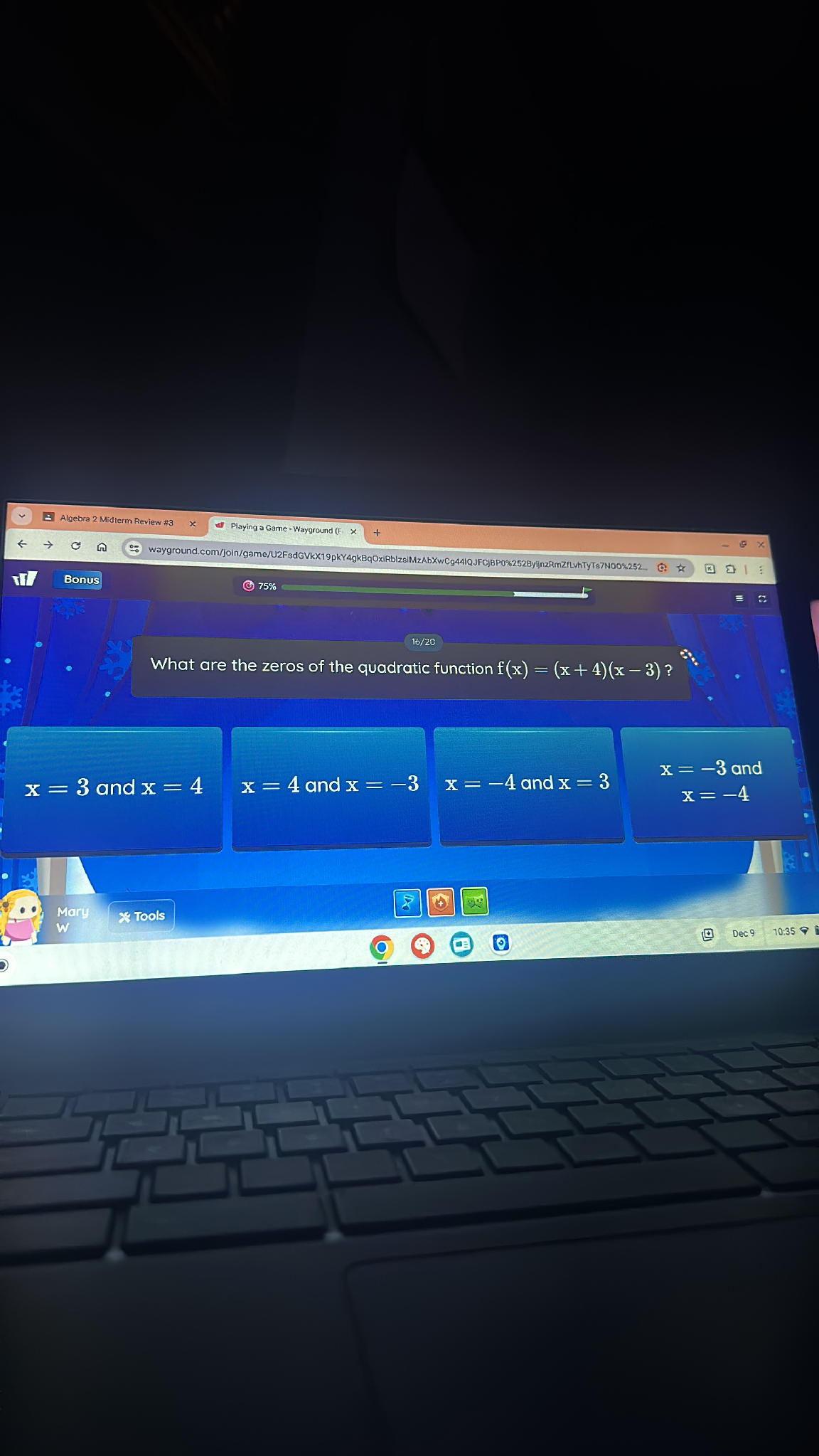 What are the zeros of the quadratic function | StudyX