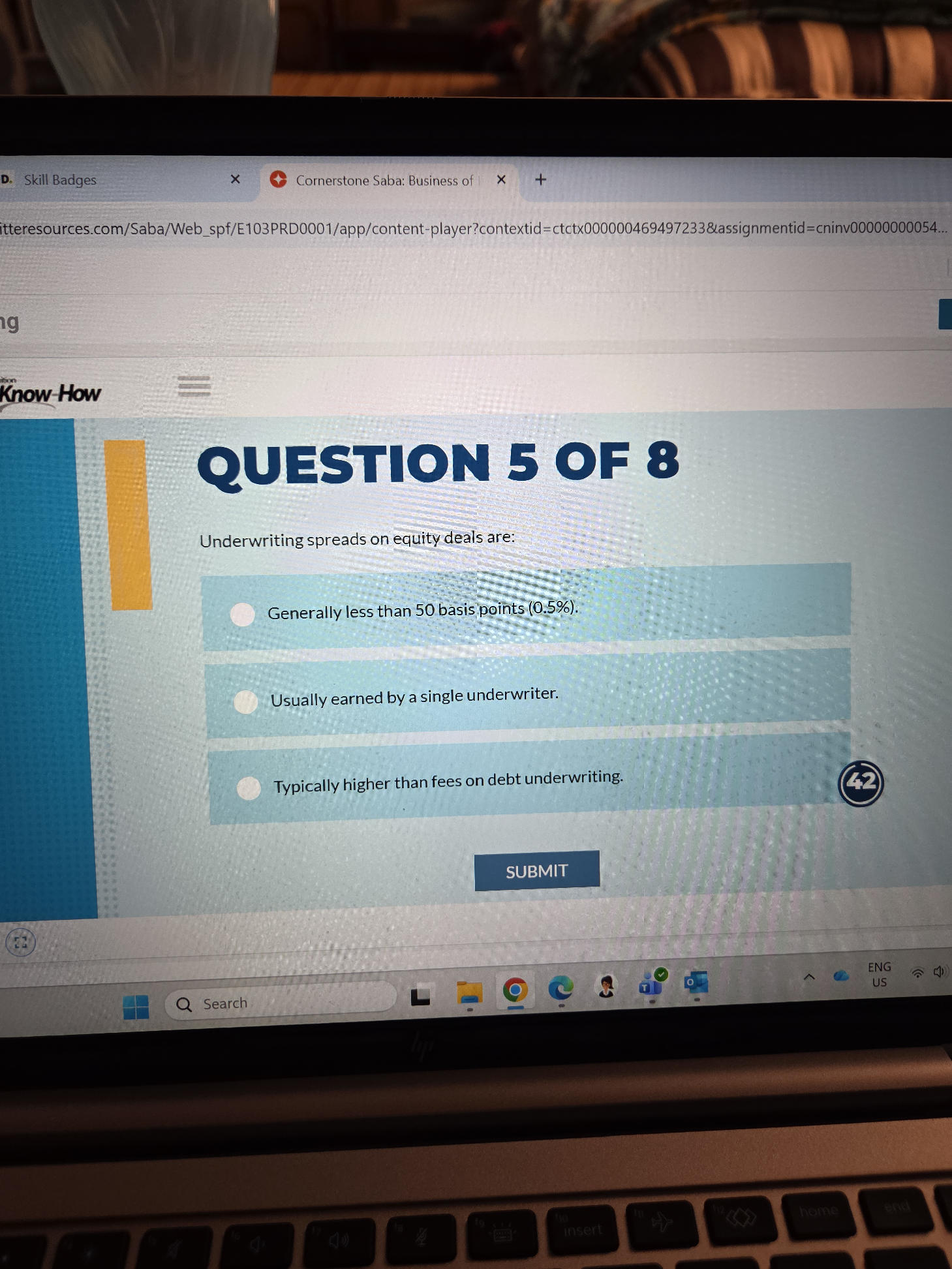 Underwriting spreads on equity deals are: | StudyX
