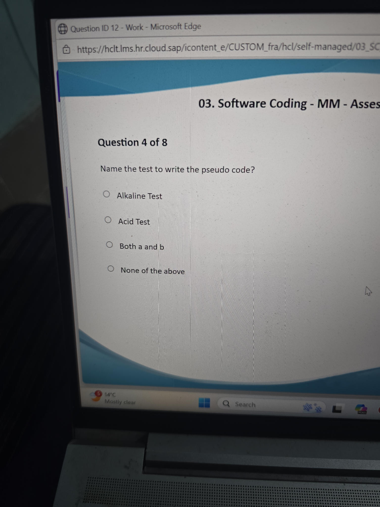 Name the test to write the pseudo code? | StudyX