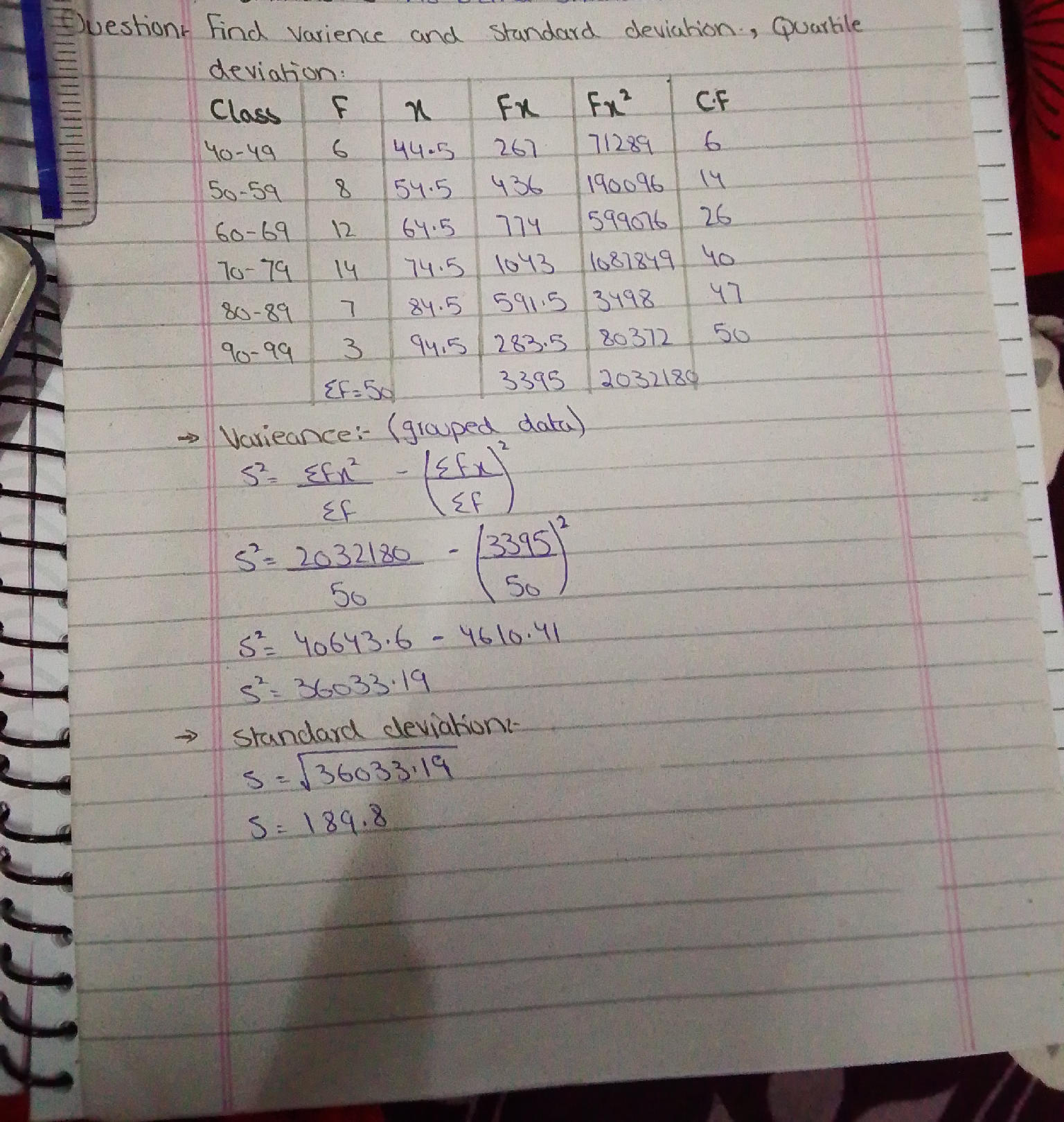 Find variance and standard deviation., | StudyX