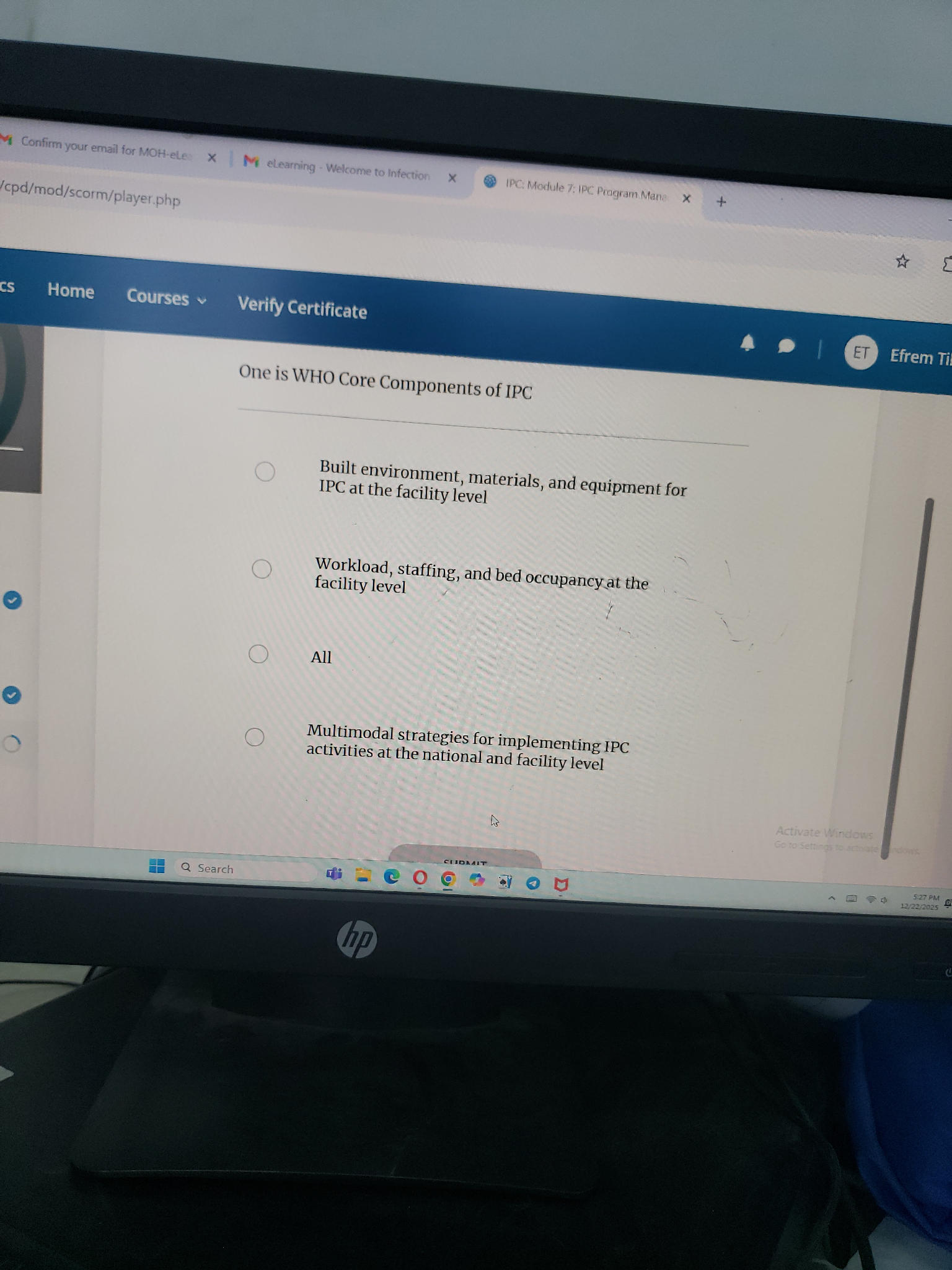 One is WHO Core Components of IPC Built | StudyX