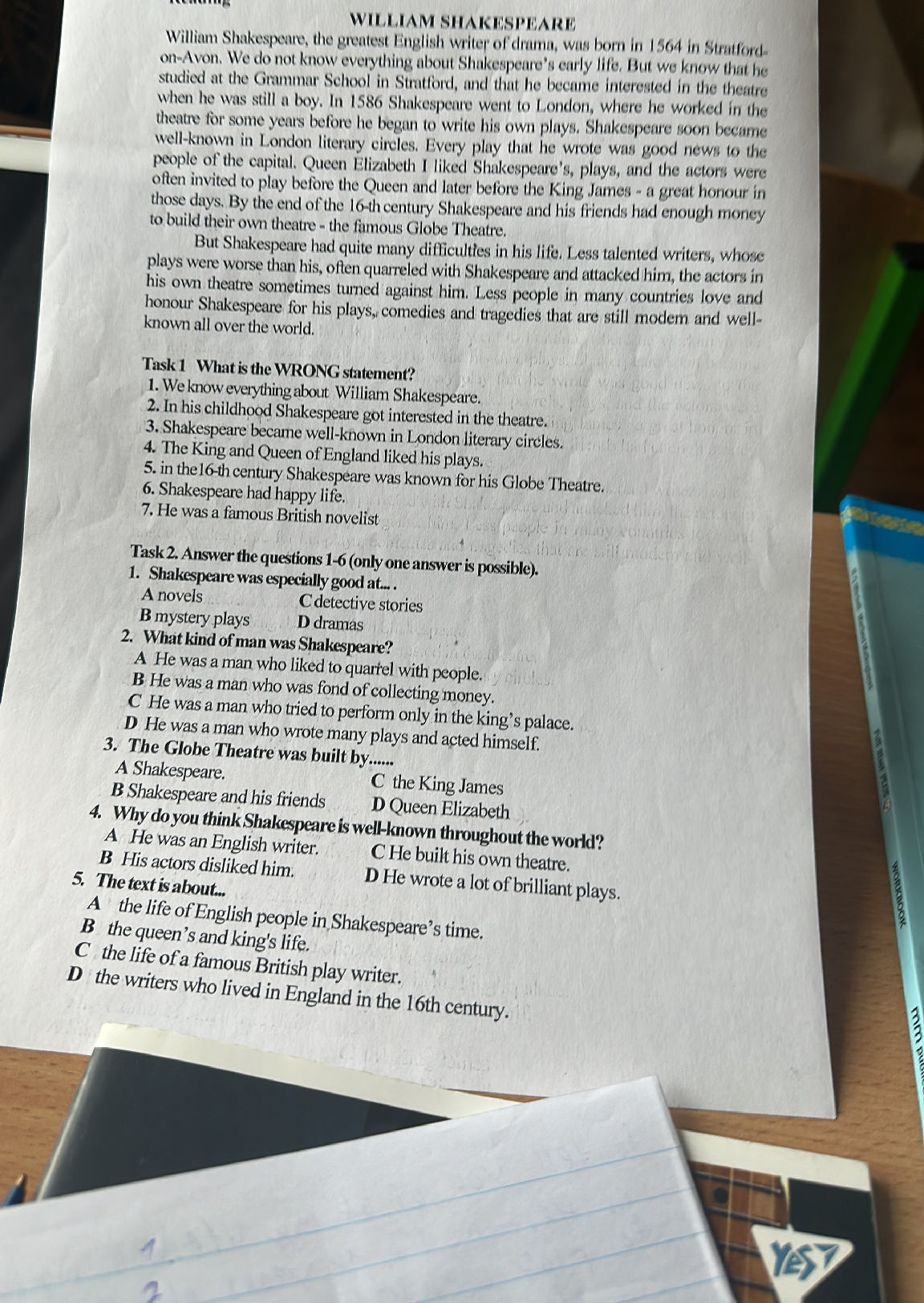 Task 2. Answer the questions 1-6 (only one | StudyX