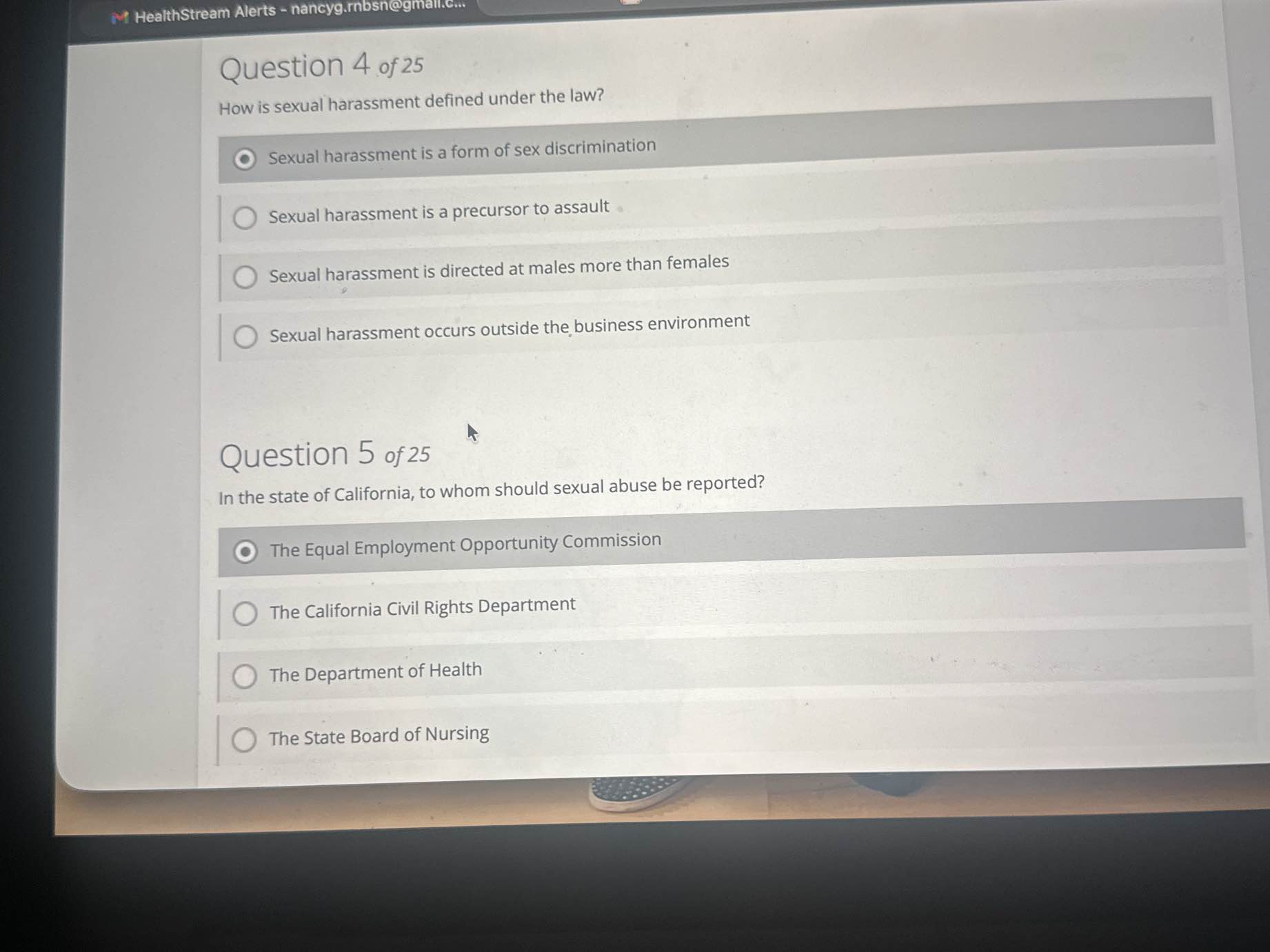 Question 5 of 25 In the state of California, | StudyX