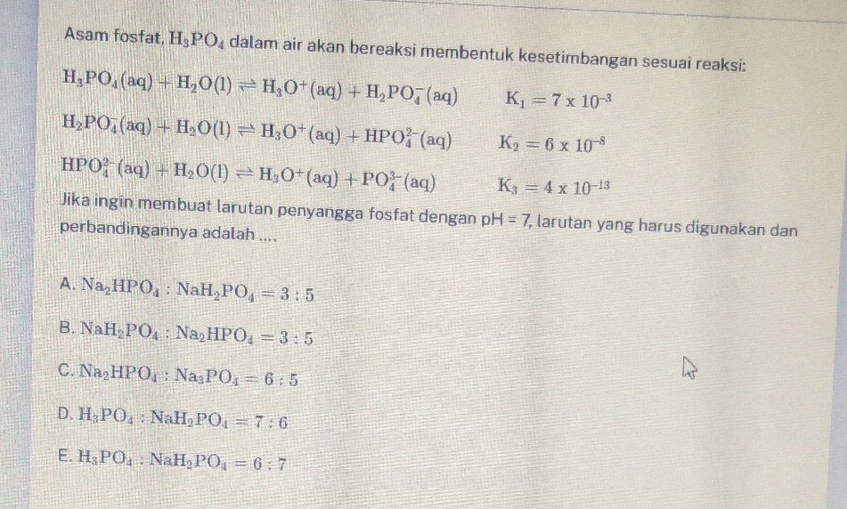 Asam fosfat, H₃PO₄ dalam air akan bereaksi | StudyX