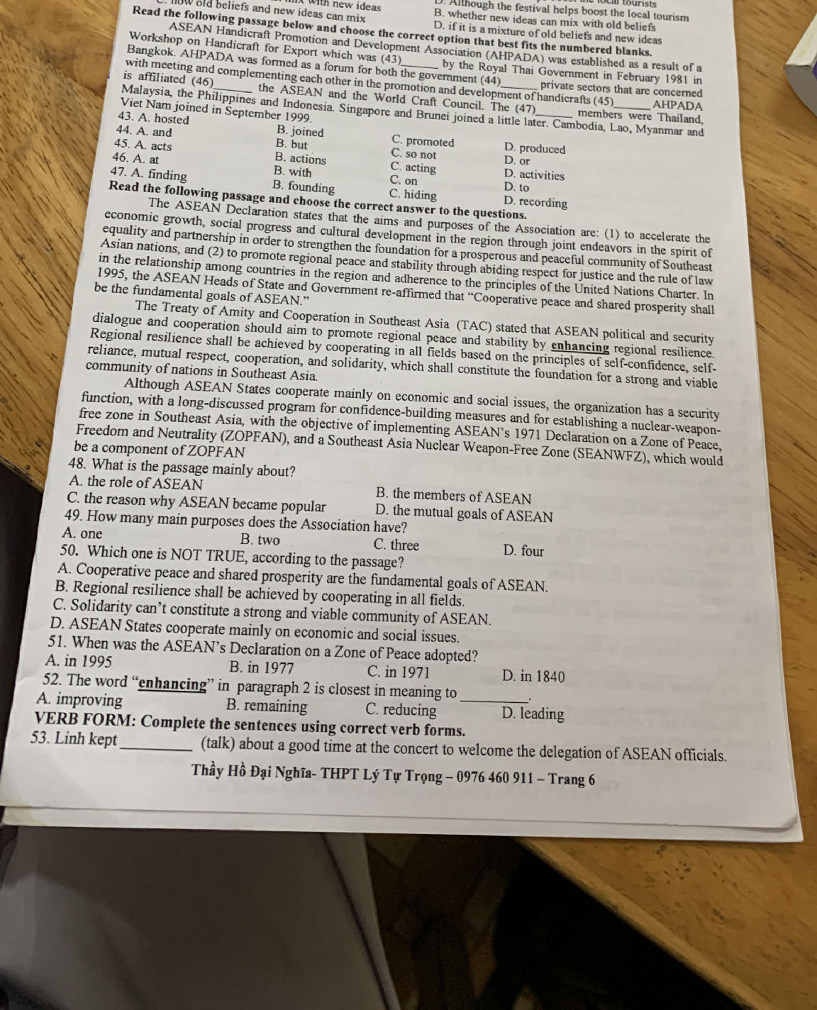 VERB FORM: Complete the sentences using | StudyX