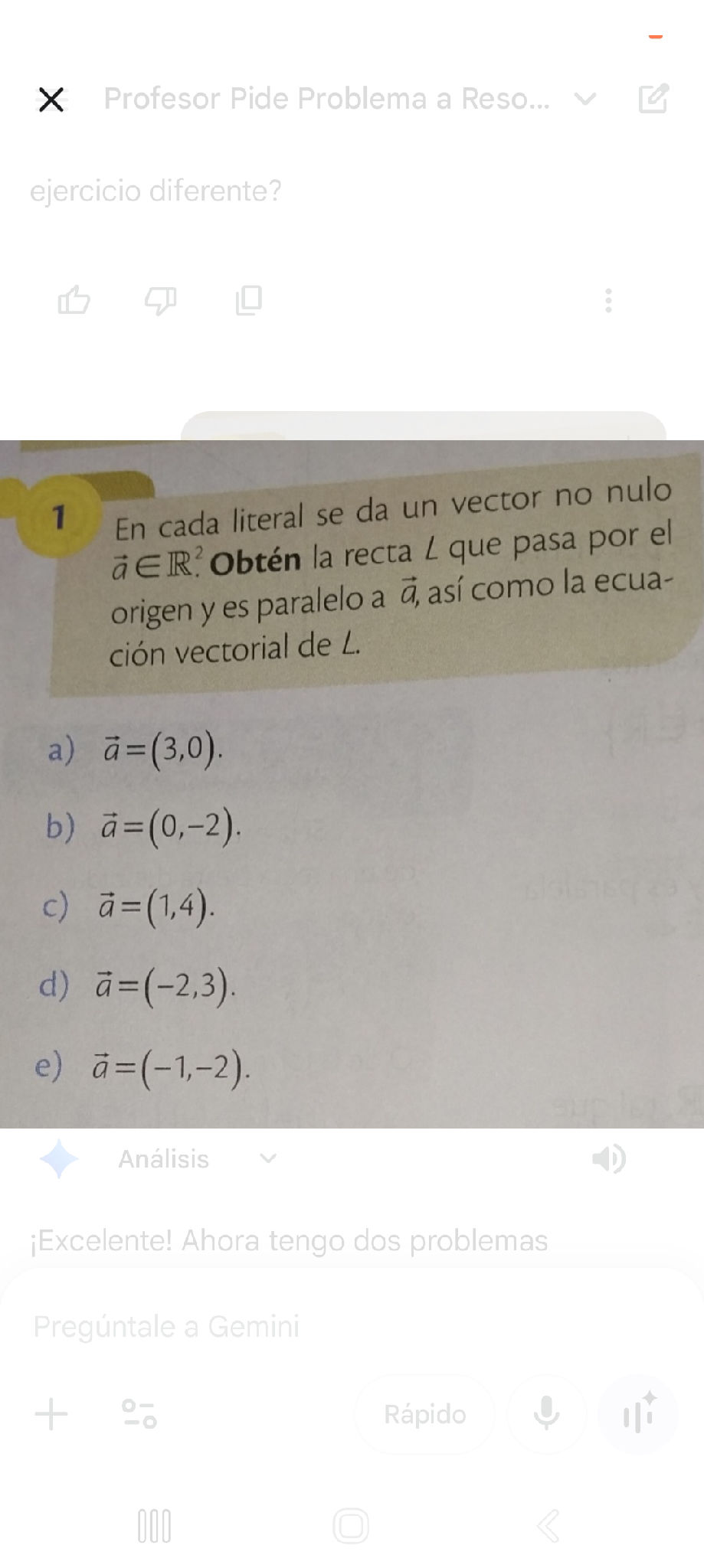 En cada literal se da un vector no nulo ${a} | StudyX