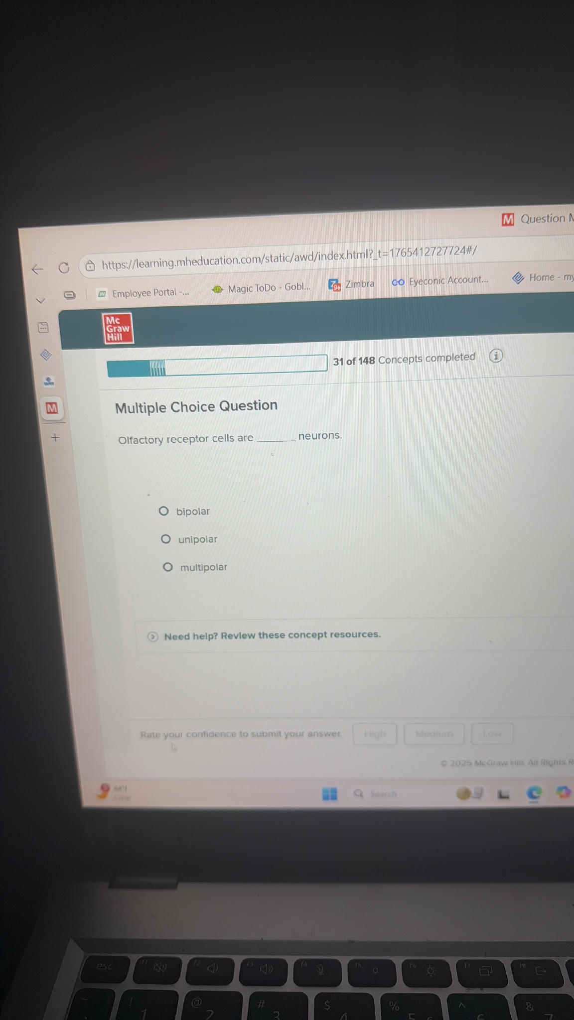Multiple Choice Question Olfactory receptor | StudyX