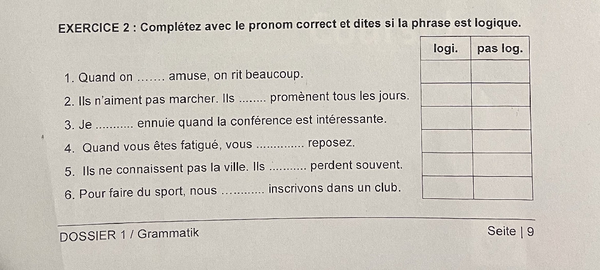 EXERCICE 2: Complétez avec le pronom correct | StudyX