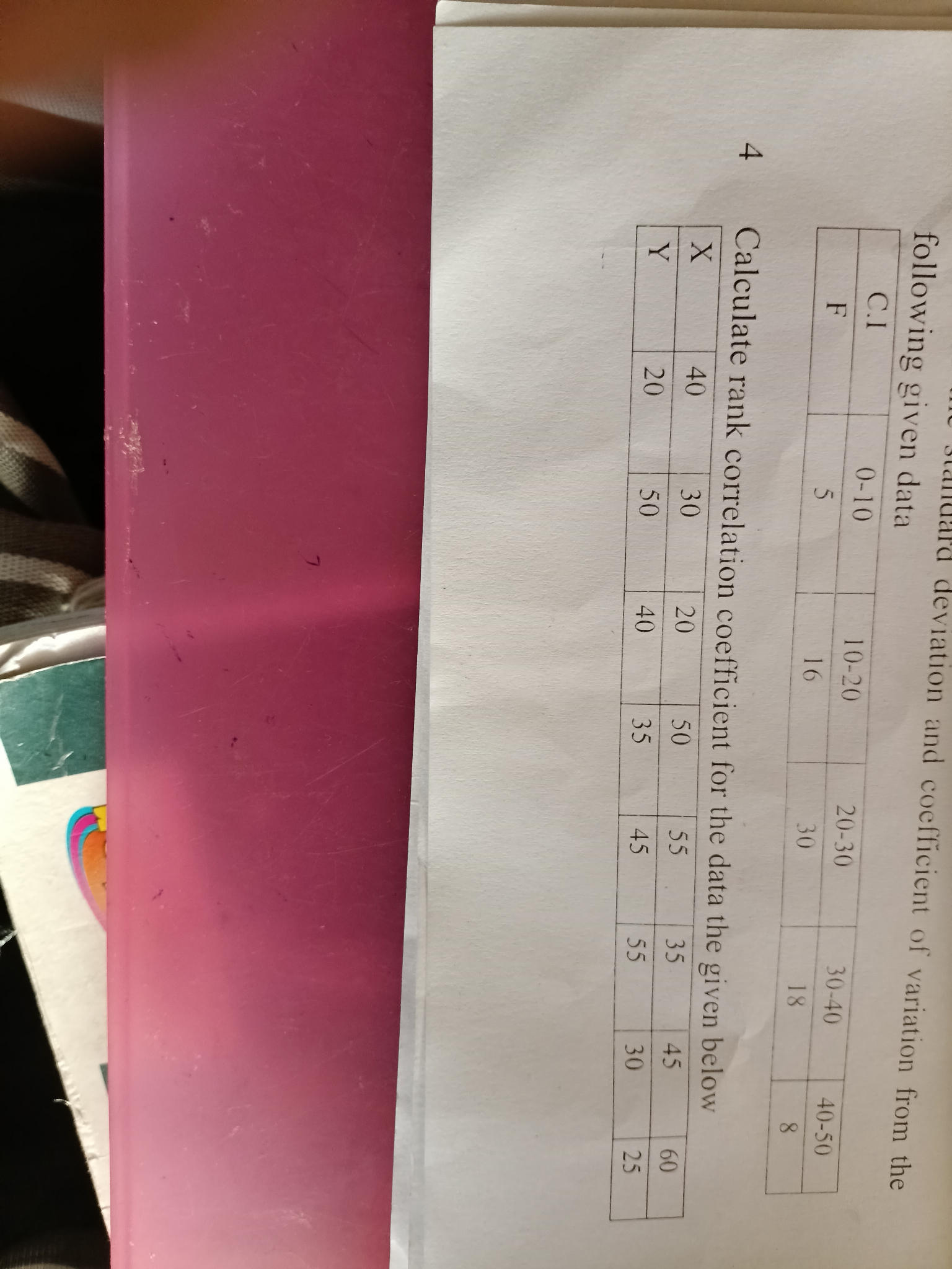 Calculate rank correlation coefficient for | StudyX