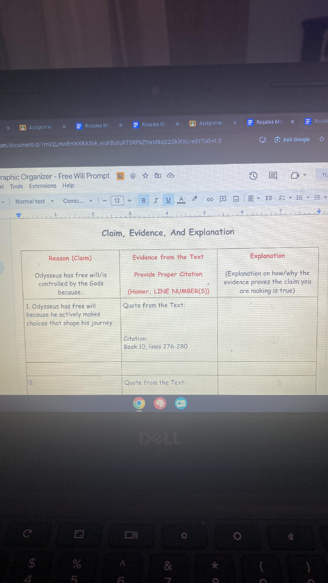 Graphic Organizer - Free Will Prompt | StudyX