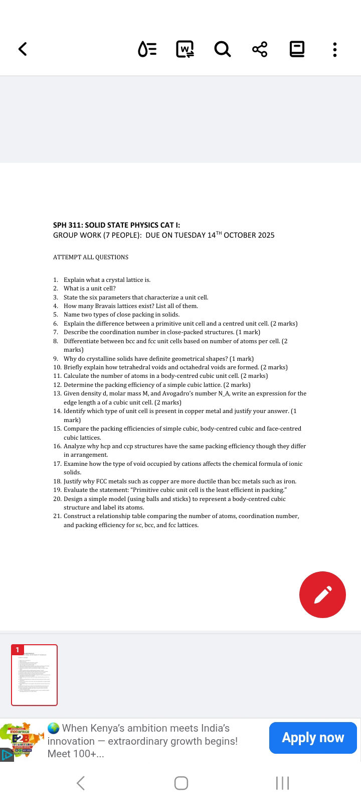 1. Explain what a crystal lattice is. 2. | StudyX