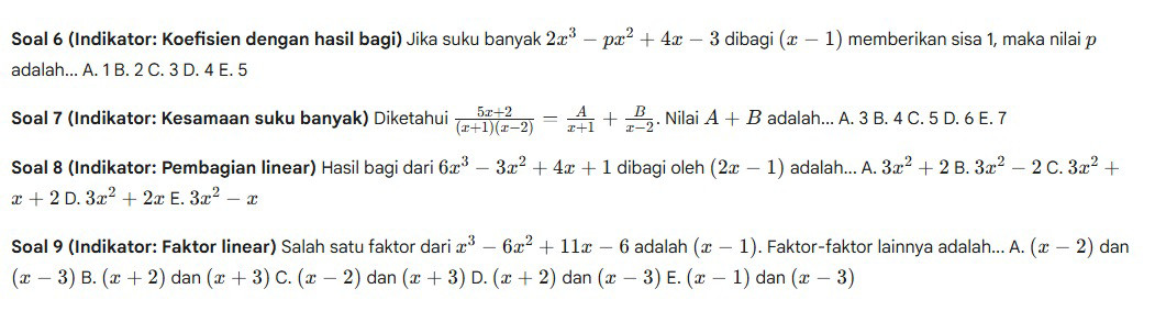 Soal 6 (Indikator: Koefisien dengan hasil | StudyX