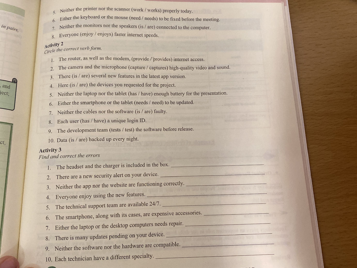 Activity 2 Circle the correct verb form. 1. | StudyX