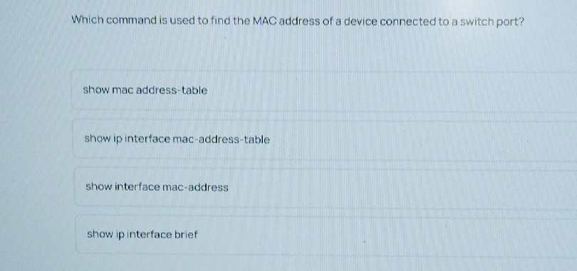 Which command is used to find the MAC | StudyX