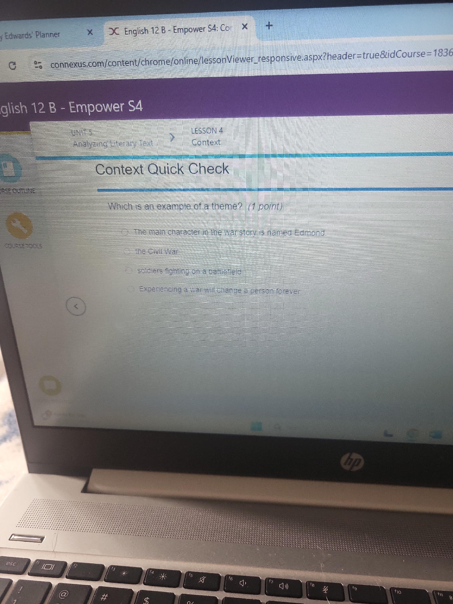 Which is an example of a theme? (1 point) | StudyX