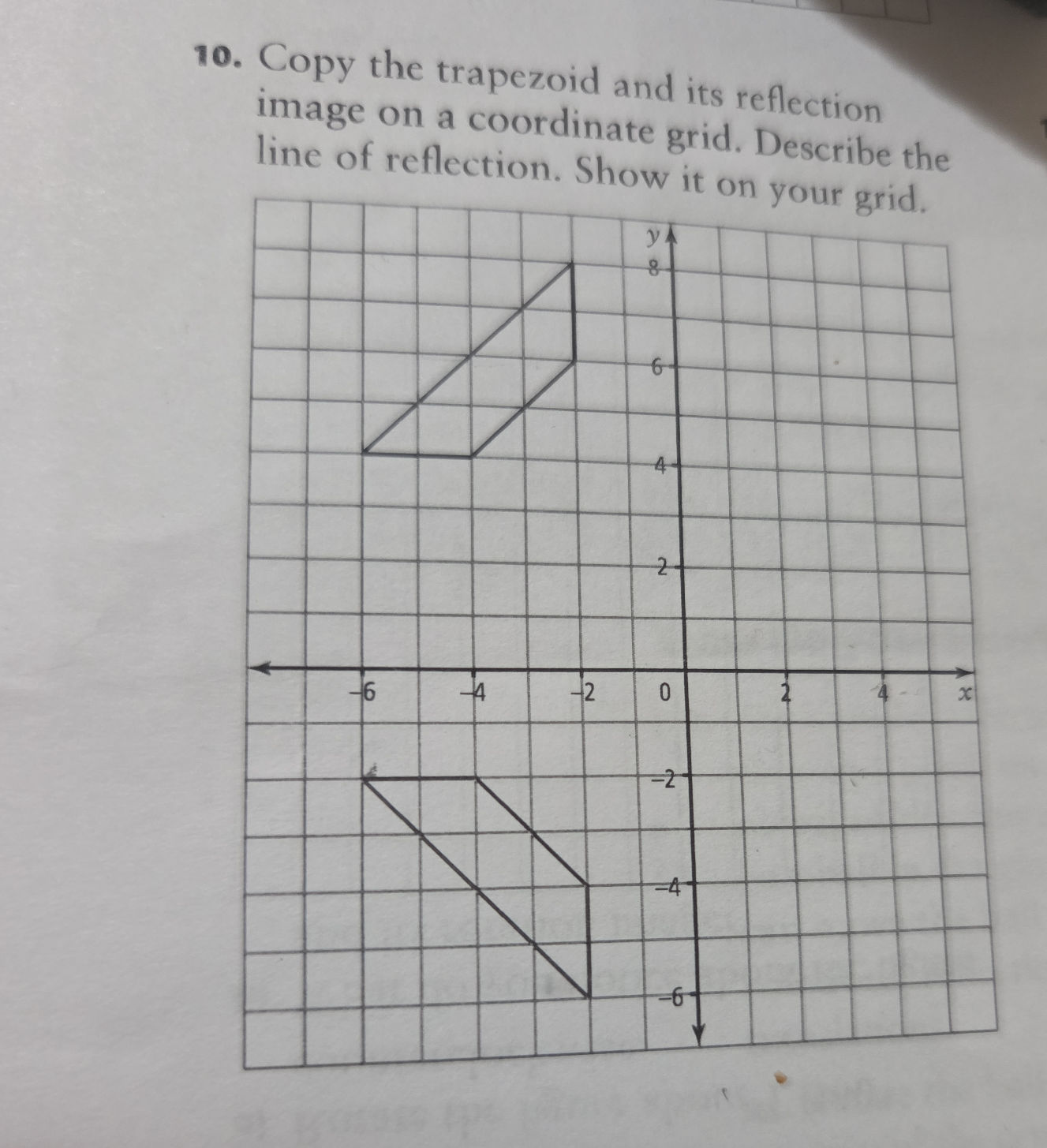 Copy the trapezoid and its reflection image | StudyX
