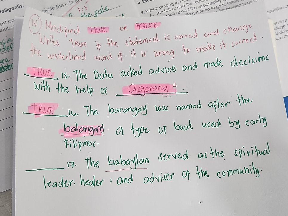 IV. Modified TRUE OR FALSE Write TRUE if | StudyX
