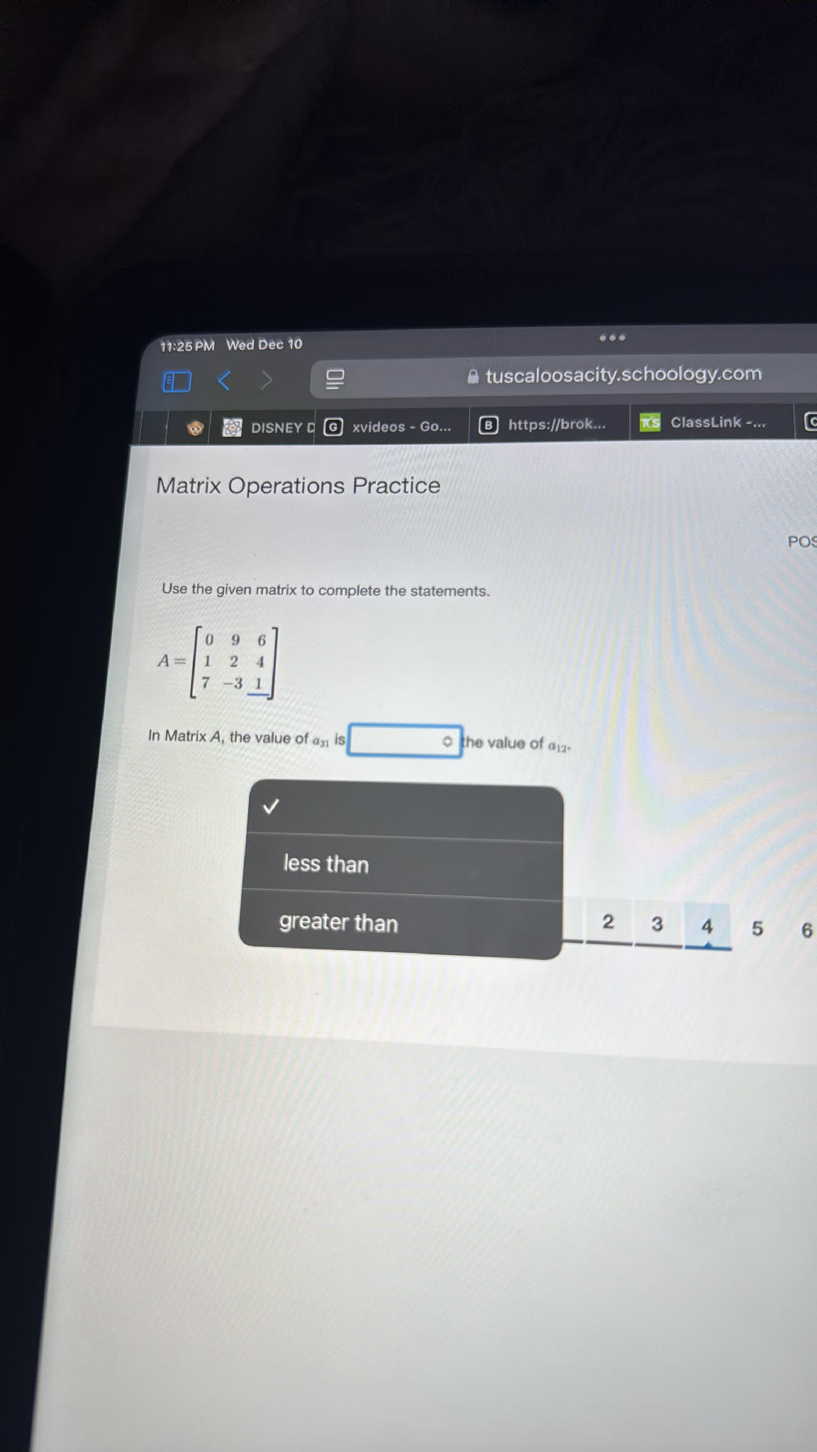 Use the given matrix to complete the | StudyX