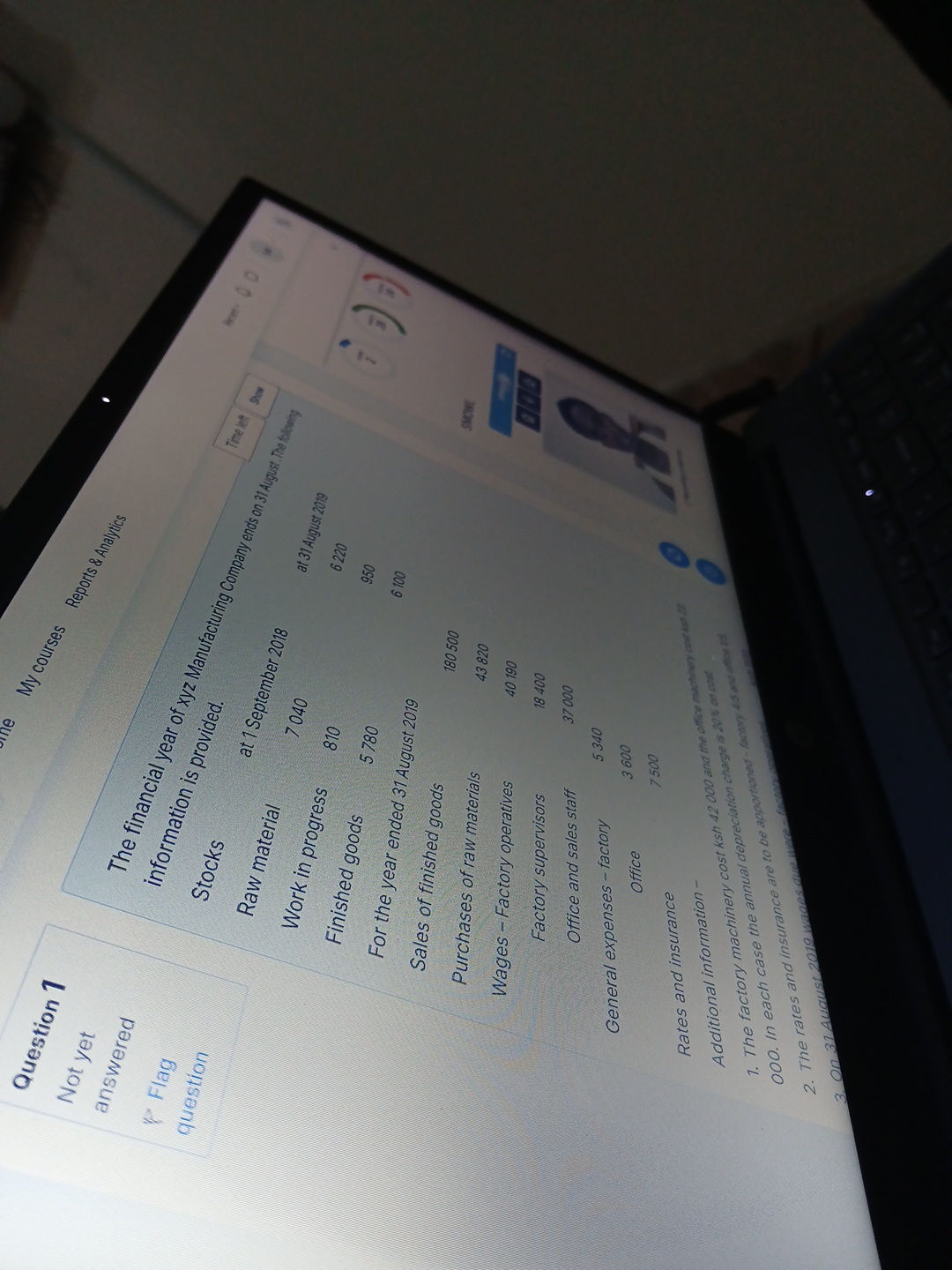 The financial year of xyz Manufacturing | StudyX