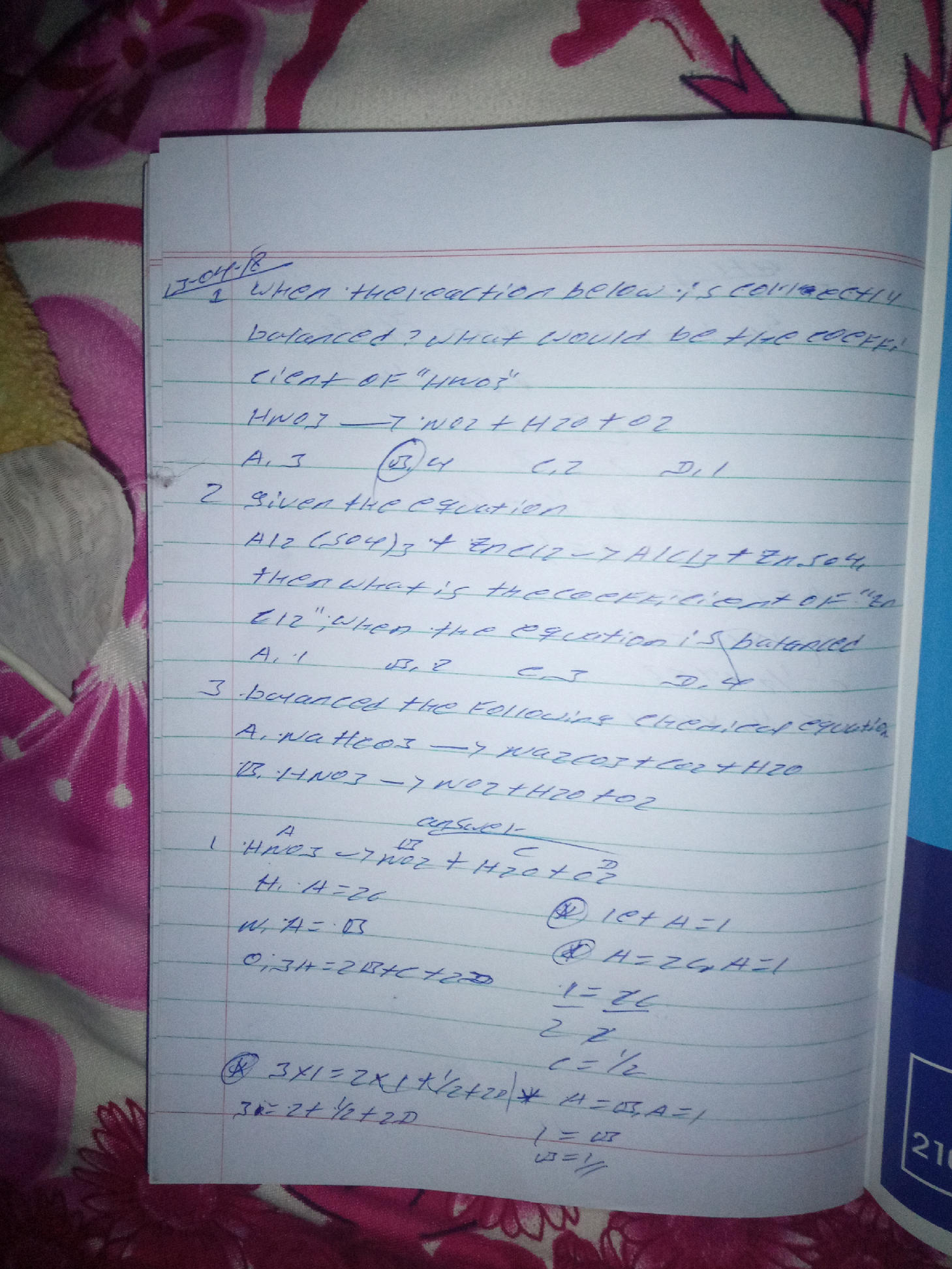 Given the equation $A1_2 (SO_4)_3 + Enc1_2 | StudyX