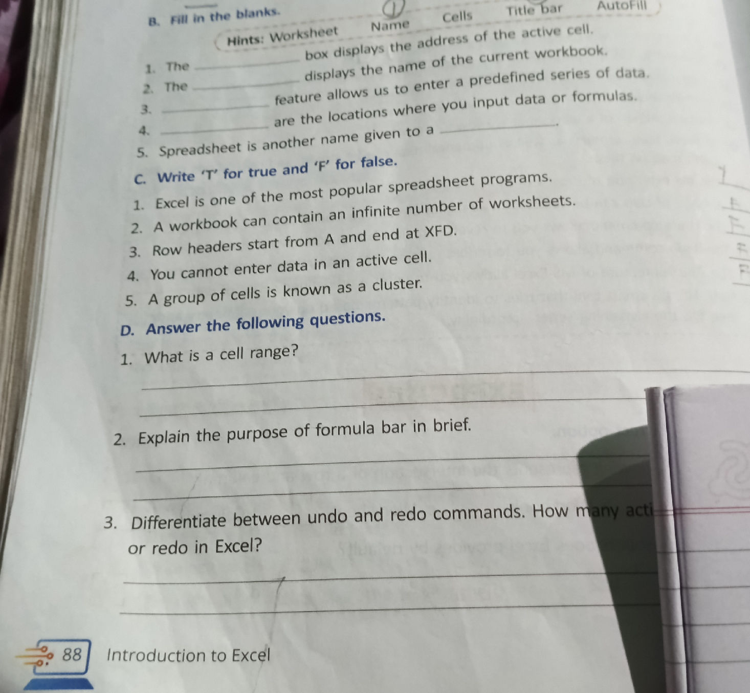 B. Fill in the blanks. Hints: Worksheet | StudyX