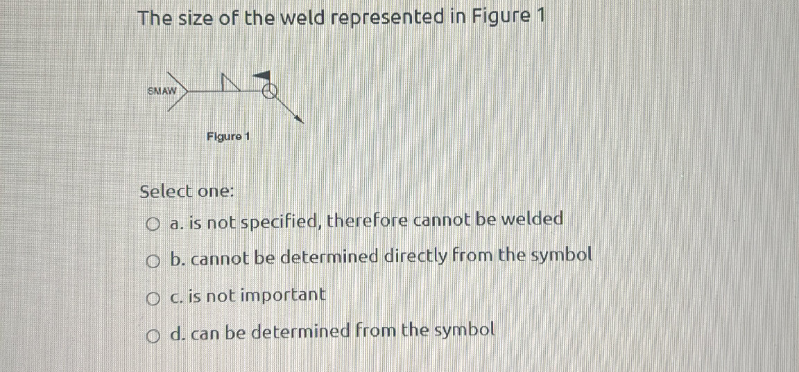 The size of the weld represented in Figure 1