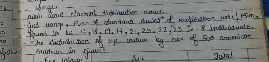 Find range, Mean standard deviation of | StudyX