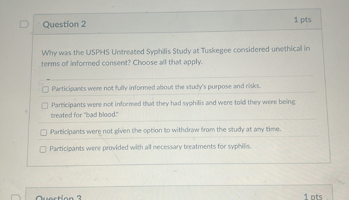 Why was the USPHS Untreated Syphilis Study | StudyX