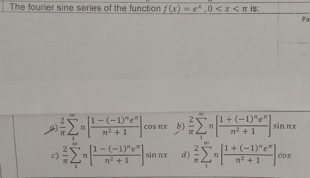 The fourier sine series of the function | StudyX